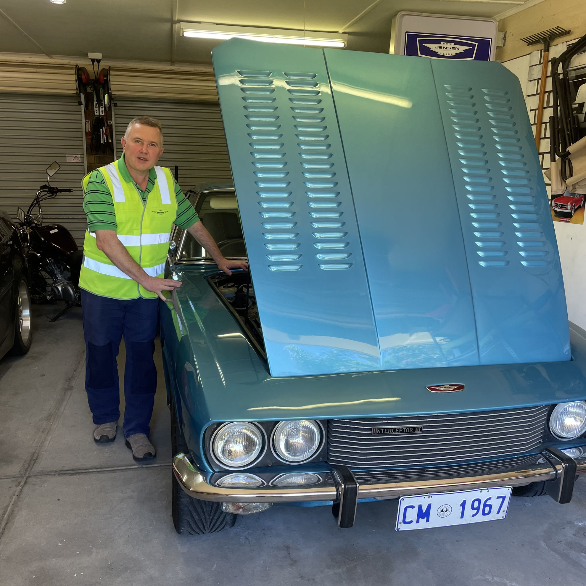 Jensen Car Club Australia Shop. Hi-Vis Vest with Winged Logo